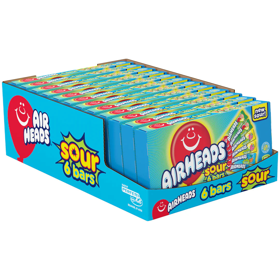 Airheads Sour Assorted Flavours 6 Bars Theatre Box 12 x 93g — Bulk Mart