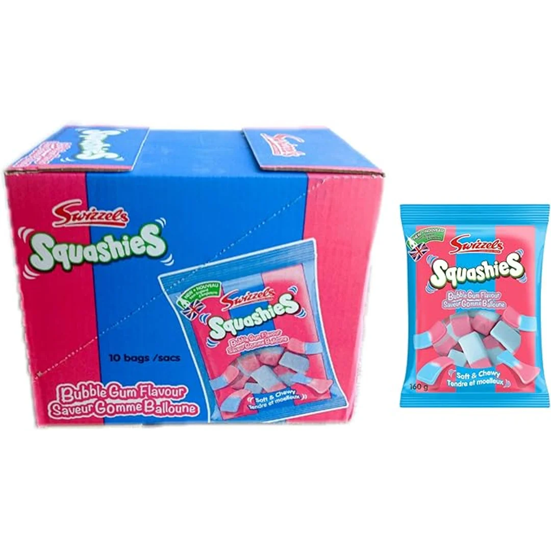 Swizzels Squashies Bubblegum Flavour 160g 10 Bags, Wholesale Candy Bulk Mart